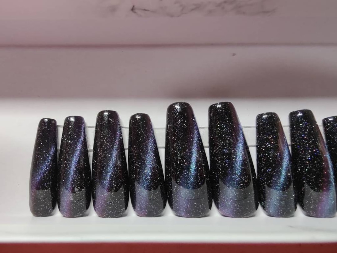 Color Changing Cat Eye XXL Ballerina Press On's Press on Nails Glue on ...