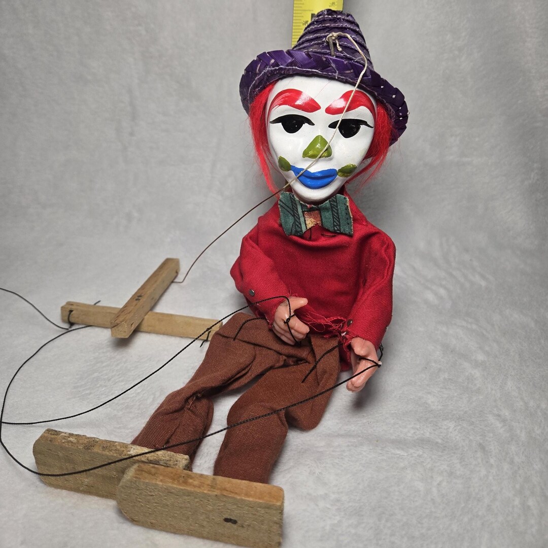 Vintage String Puppet Marionette - Clown - Etsy