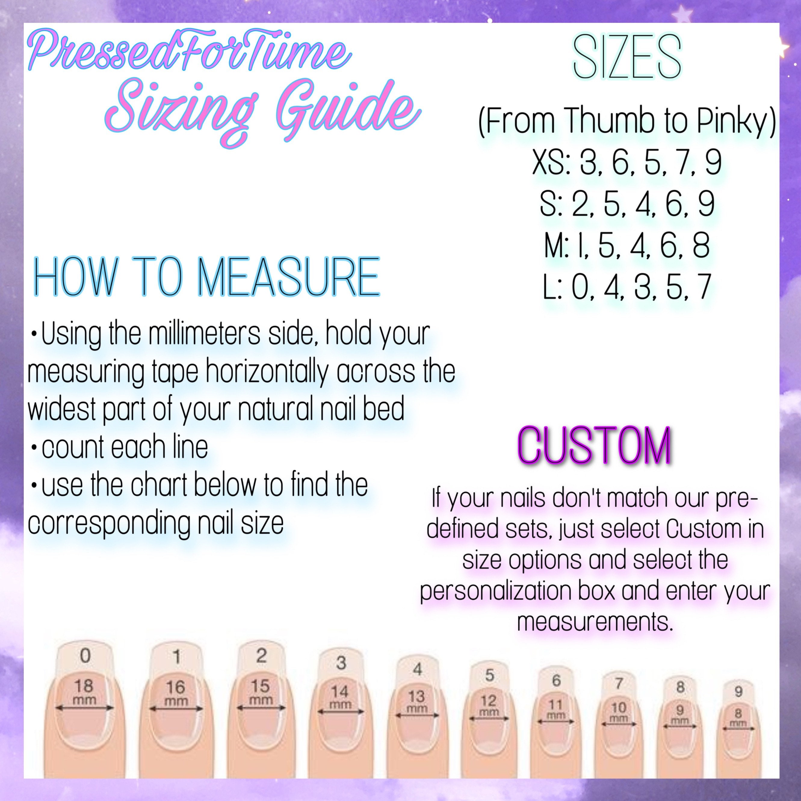 Nail Sizing Kit for All Shapes/lengths/reusable/press on Nails/gel X ...