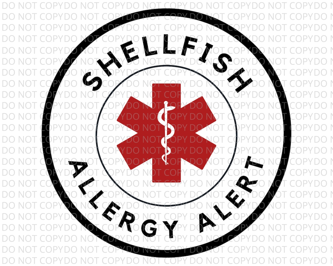 Shellfish Allergy SVG, PNG Medical Alert Instant Download Awareness ...