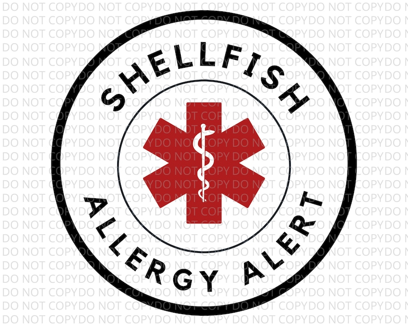 Shellfish Allergy SVG, PNG Medical Alert Instant Download Awareness ...