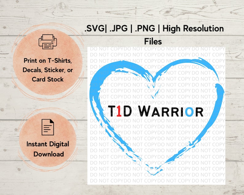 Type 1 Diabetes Awareness SVG T1D Warrior JPG PNG Digital - Etsy