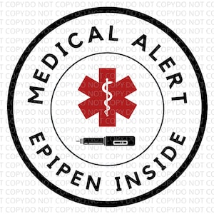 Epipen SVG, PNG Medical Alert Instant Download Awareness Digital File ...