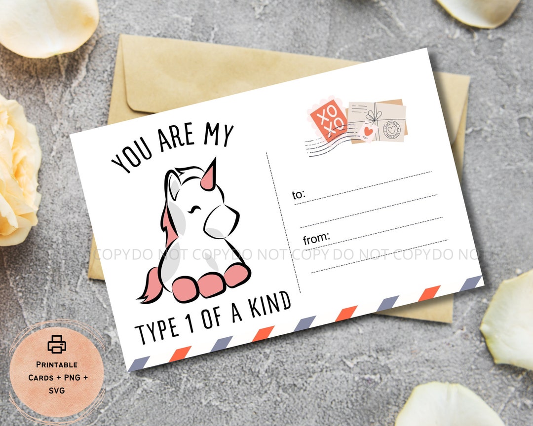 Type 1 Diabetes Unicorn Postcard: Printable T1D Card (PDF, PNG, SVG) - Etsy