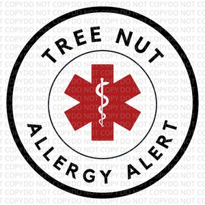 Tree Nut Allergy SVG, PNG Medical Alert Instant Download Awareness ...