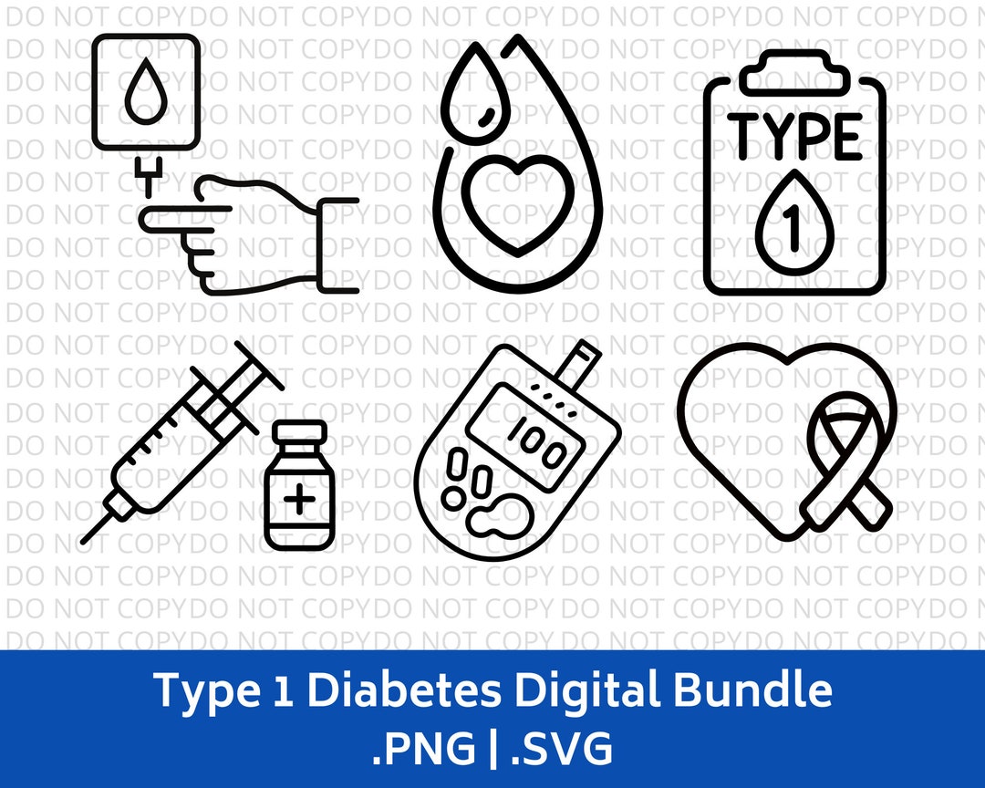 Type 1 Diabetes SVG & PNG Bundle 6 Designs, Digital Download, Diabetes ...