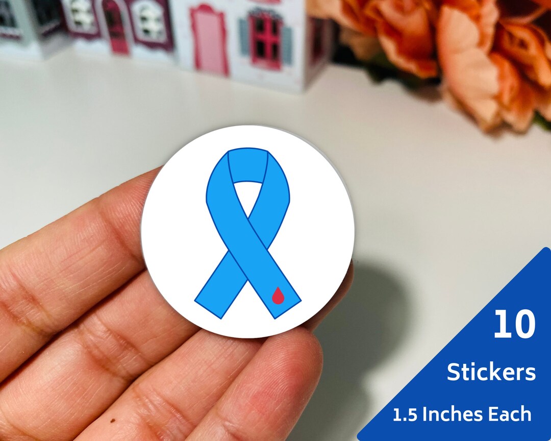 Diabetes Awareness Stickers: Blue Ribbon 1.5" Round - Type 1 Diabetes ...