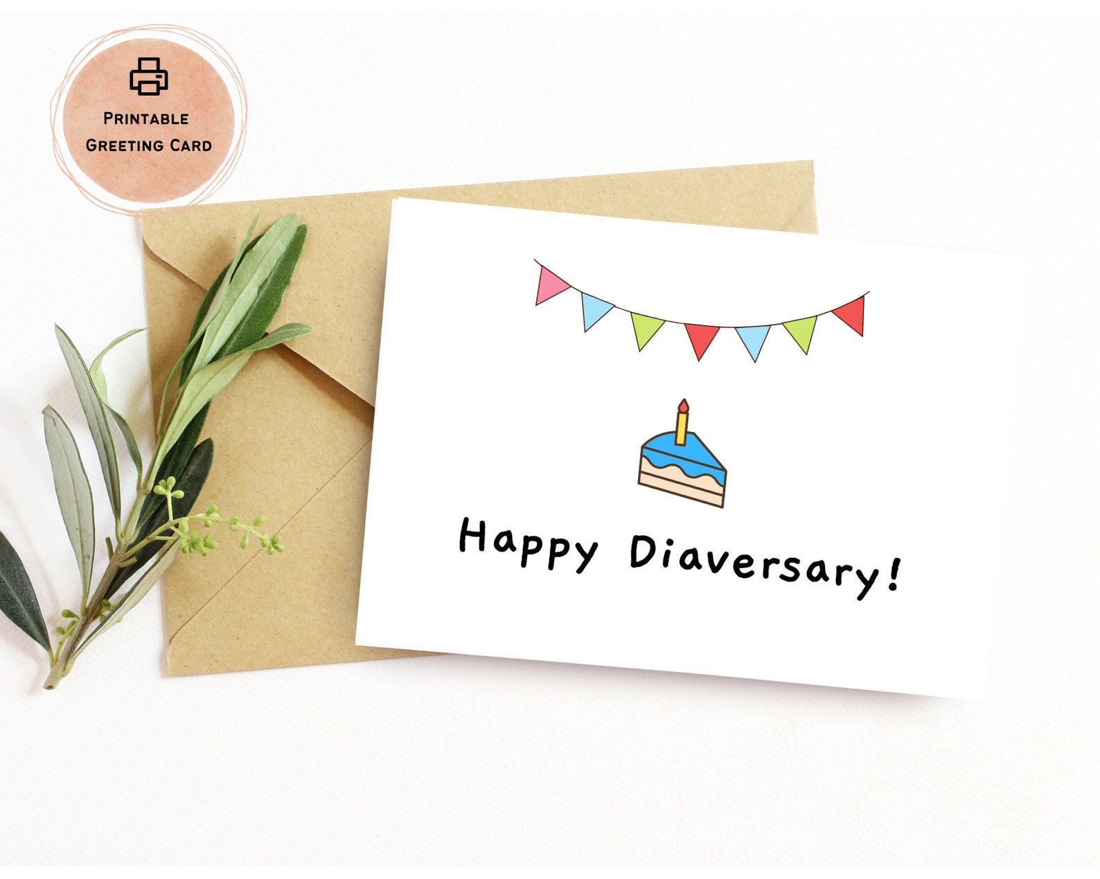 Happy Diaversary Card: T1D Printable Greeting Card (PDF, PNG, JPG) - Etsy
