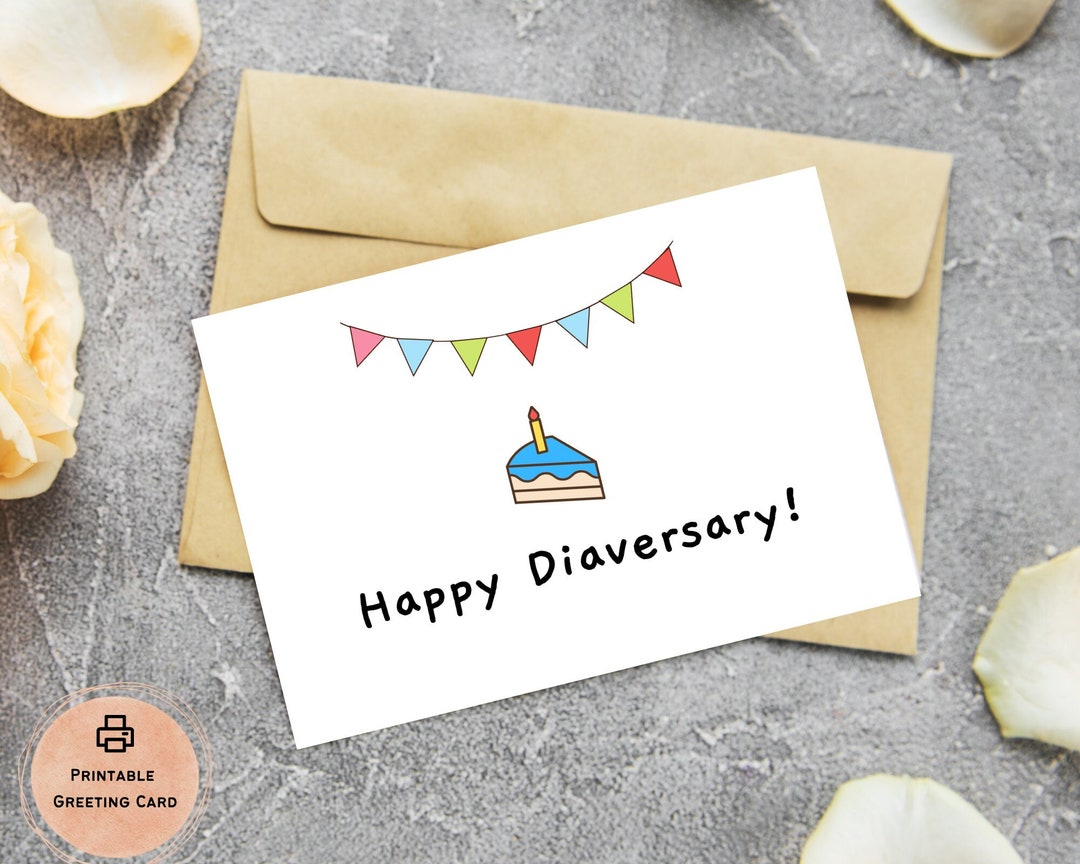 Happy Diaversary Card: T1D Printable Greeting Card (PDF, PNG, JPG) - Etsy