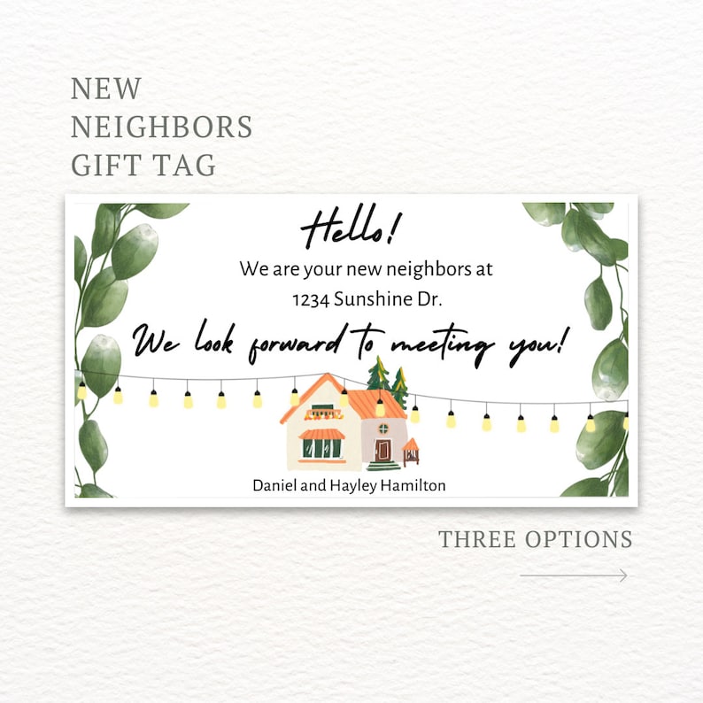 New Neighbors Gift Tag - Printable, Instant Download - Customize With ...