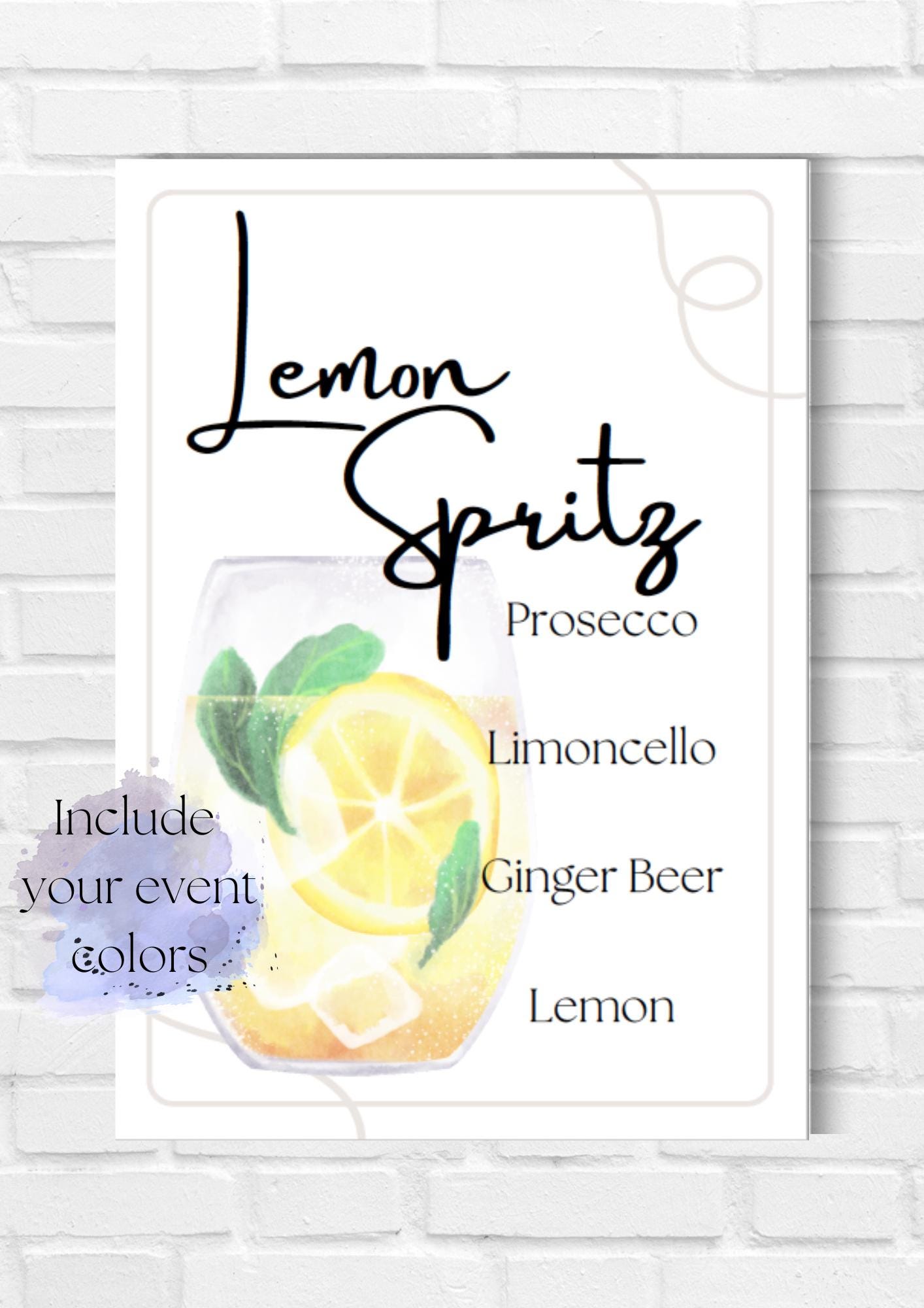 Signature Drink Sign Printable, Instant Download Customize With YOUR ...