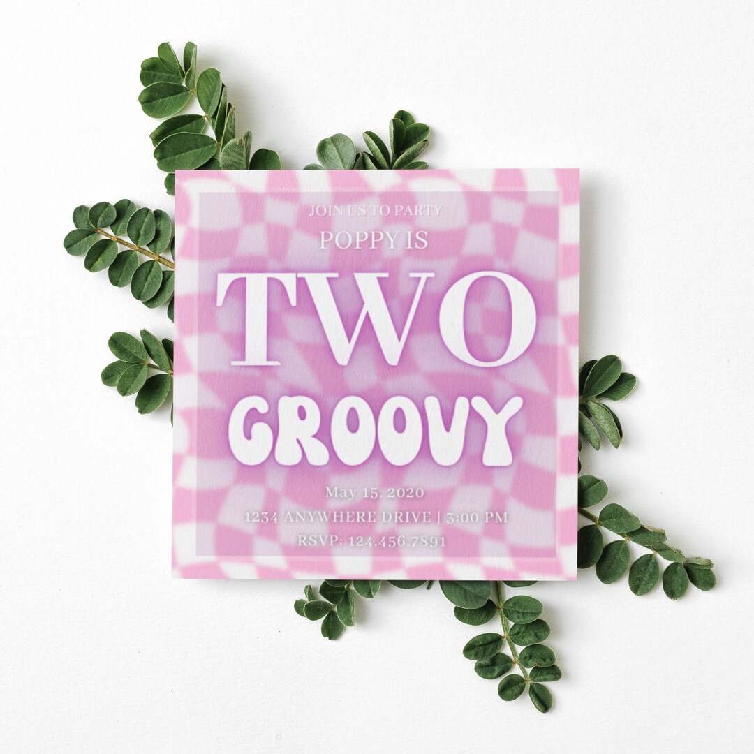 Two Groovy Invitation Neon 2nd Birthday Party Invitation - Etsy