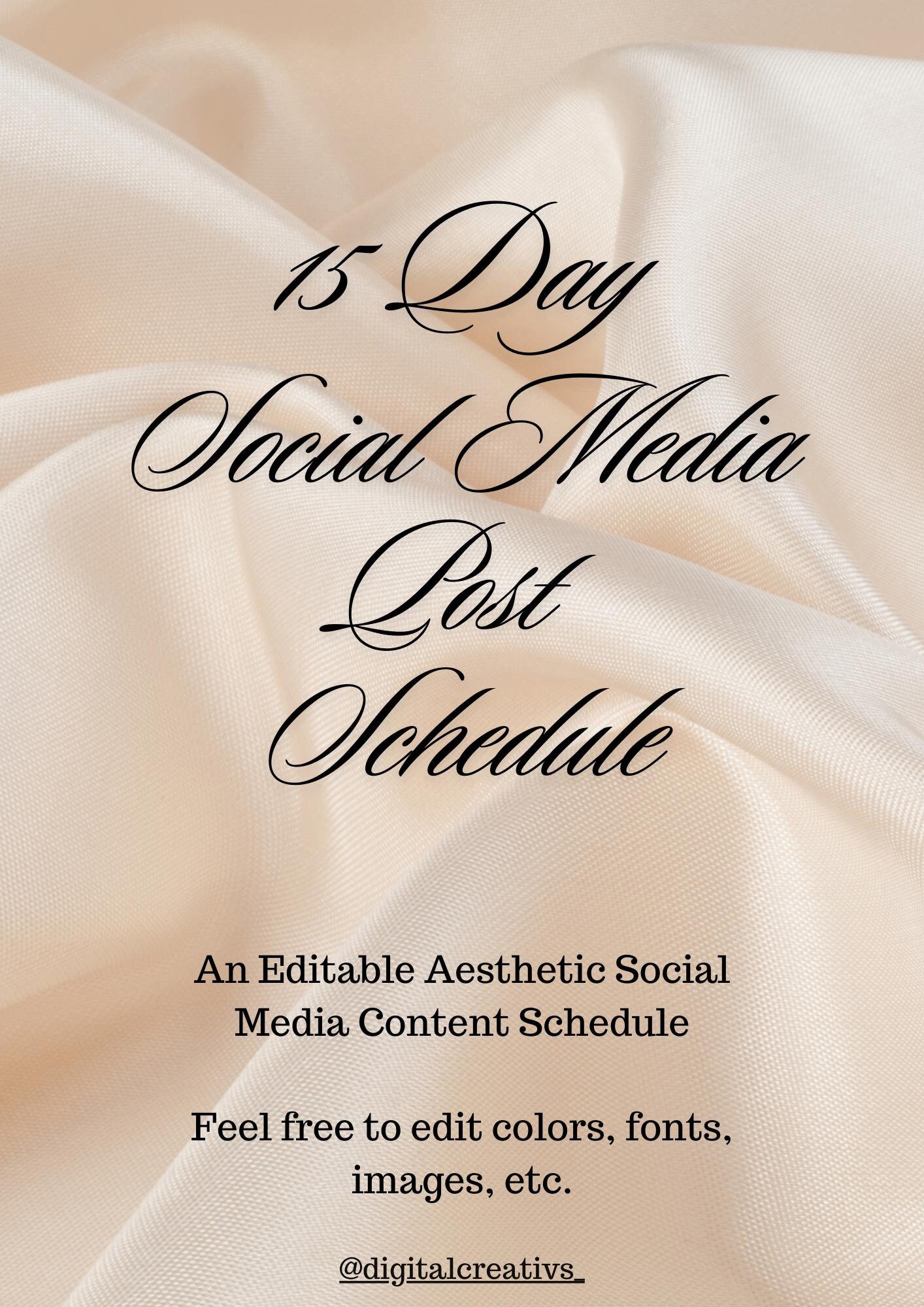 Editable Social Media Post Schedule Template 15 Day Social Media Post ...