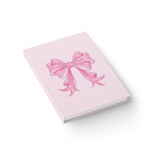 Pretty Pink Bow Journal, Lined or Blank Matte Hardcover Notebook ...