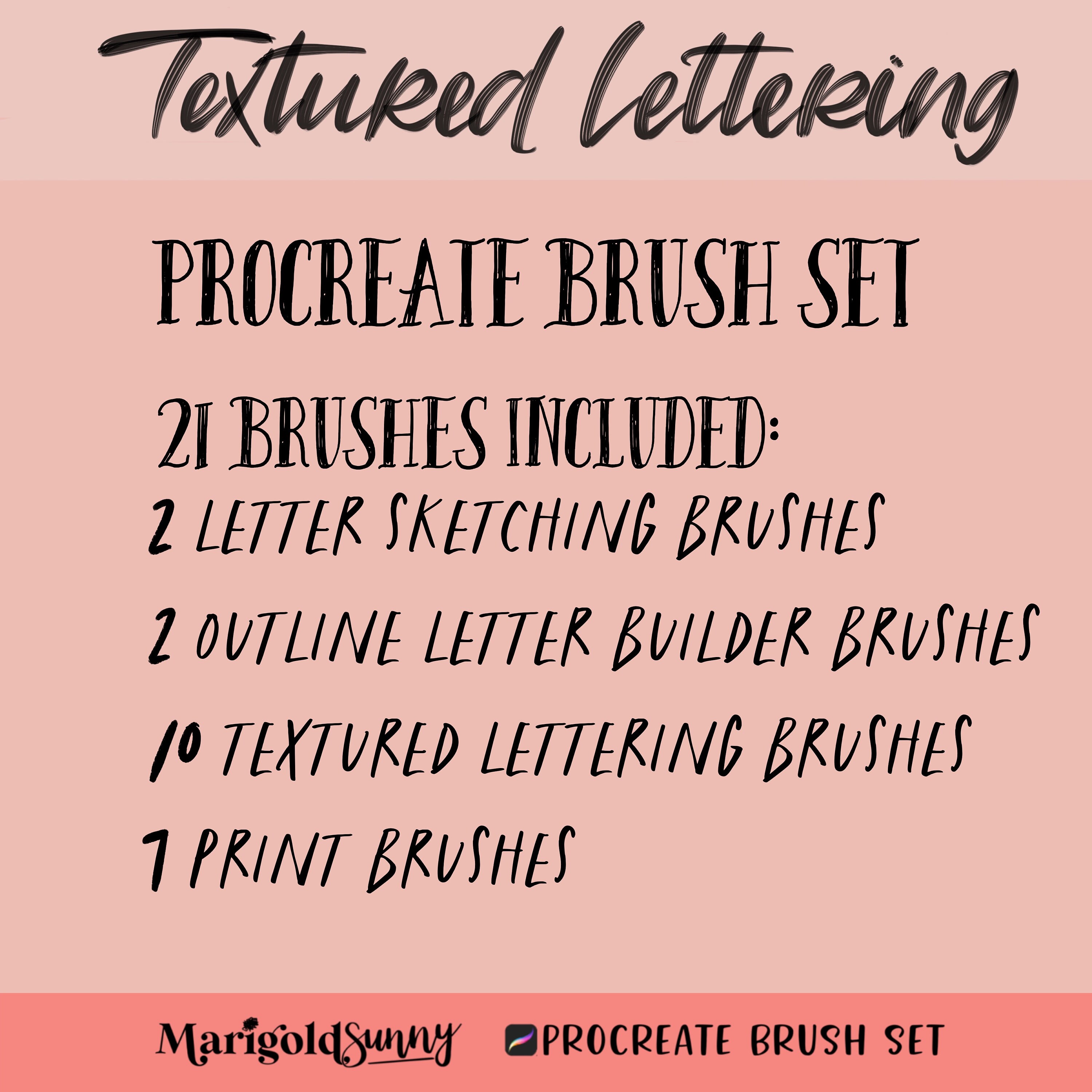 Procreate Textured Lettering Brush Set, Hand-lettering, Printing ...