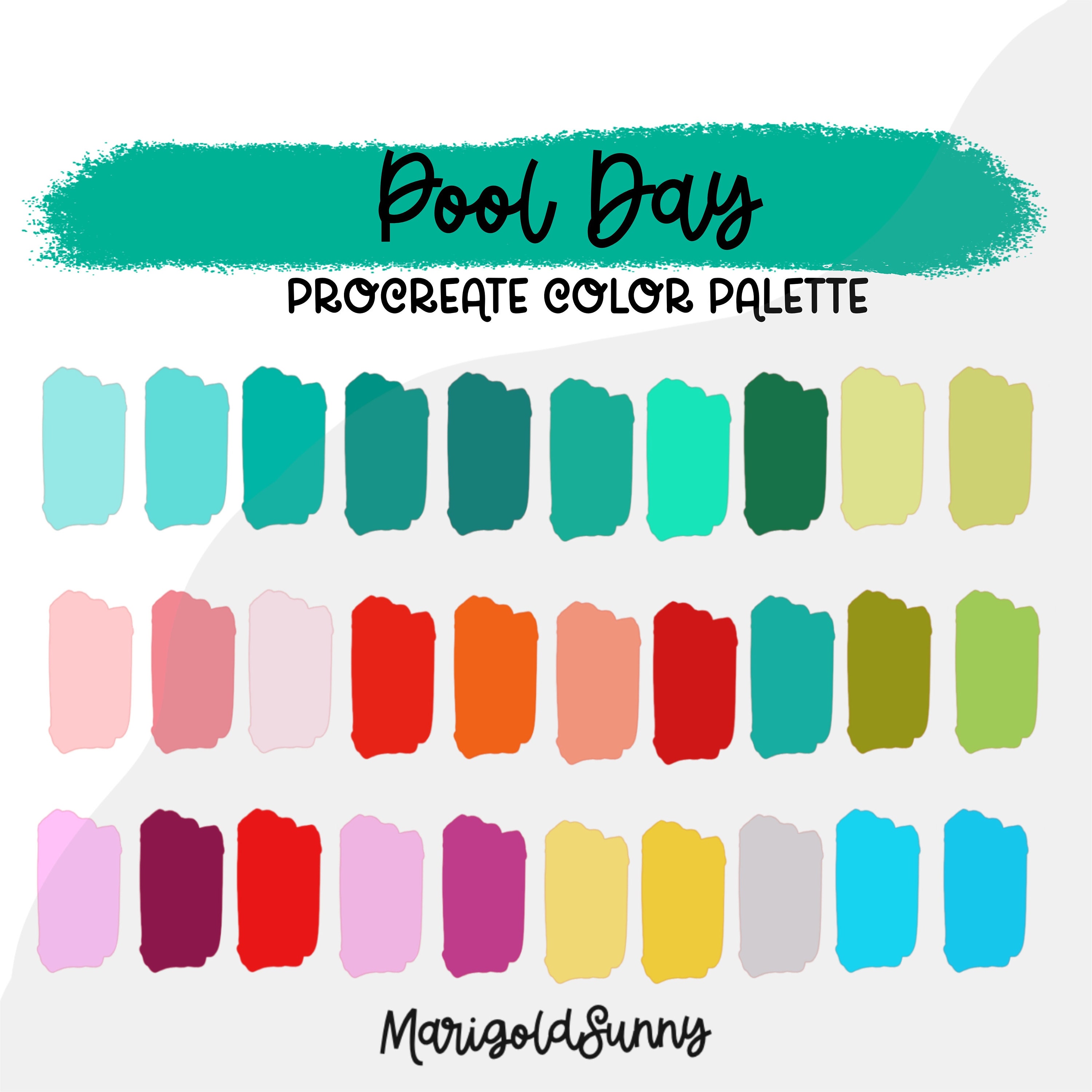 Pool Day Procreate Color Palette, Color Swatches, iPad Procreate Tools ...