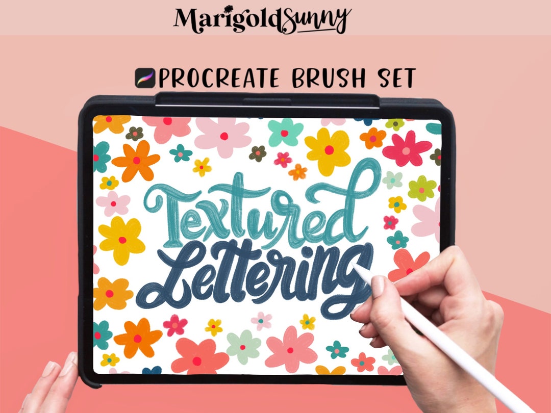 Procreate Textured Lettering Brush Set, Hand-lettering, Printing ...