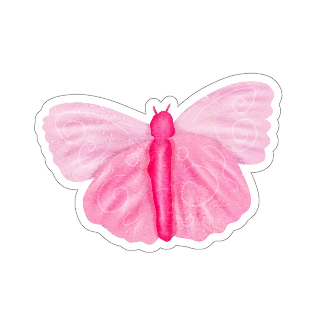 Watercolor Butterly Pink Sticker Laptop iPad iPhone Journal Notebook ...
