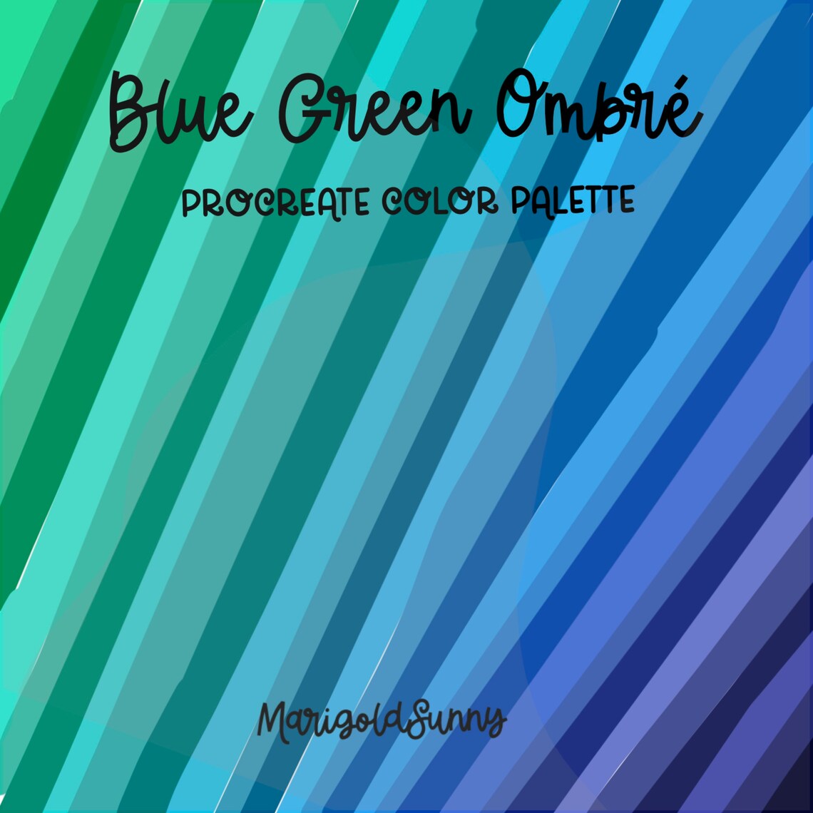 Green Blue Ombre Procreate Color Palette, Color Swatches, iPad ...