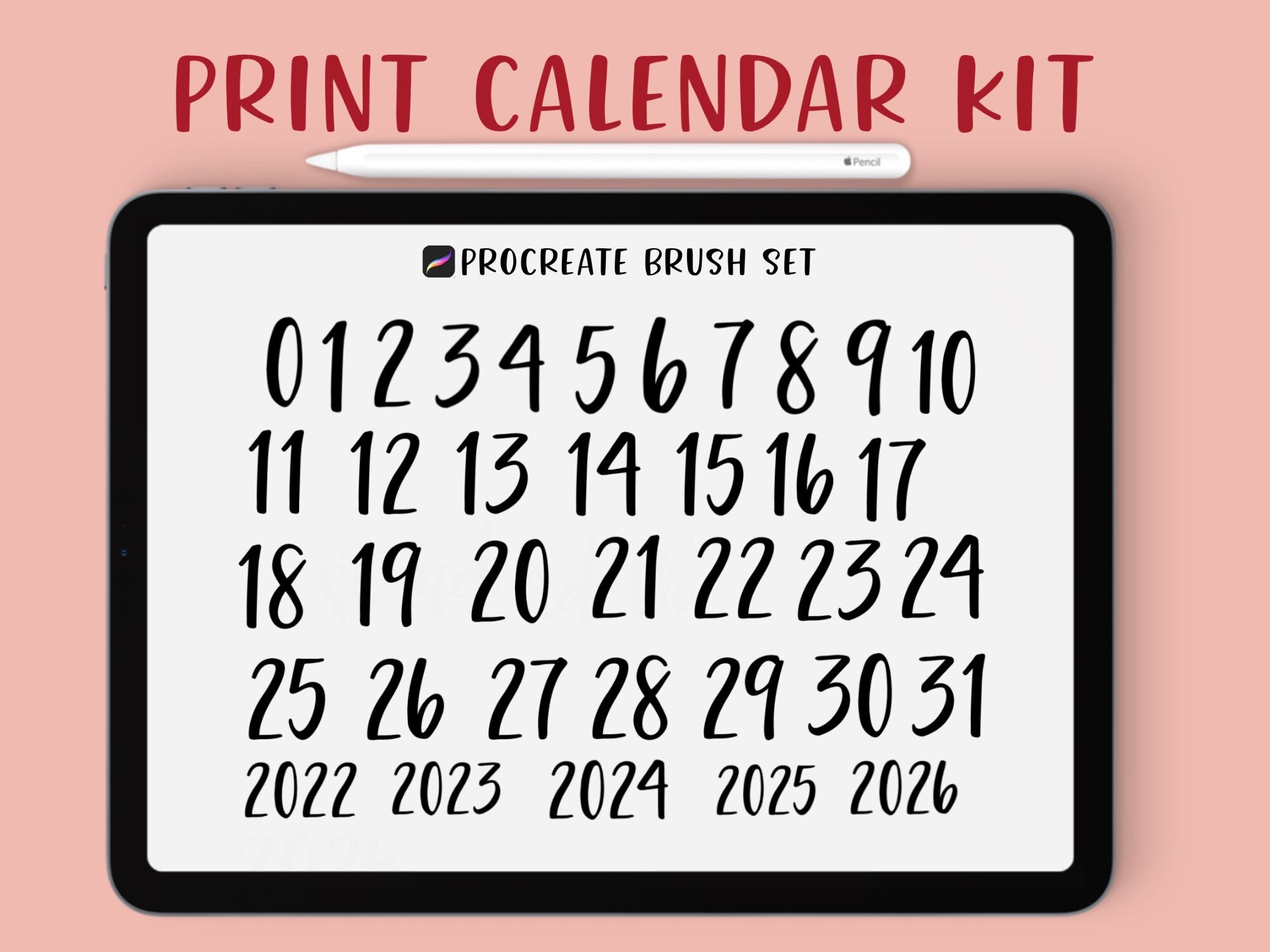 Procreate Print Calendar & Planner Stamp Brush Set Over 75 Brushes - Etsy