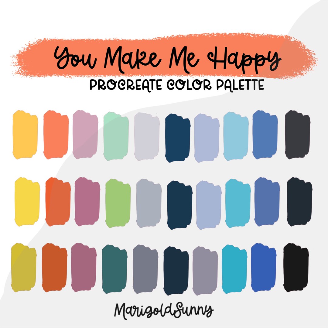 You Make Me Happy Procreate Color Palette, Color Swatches, iPad ...