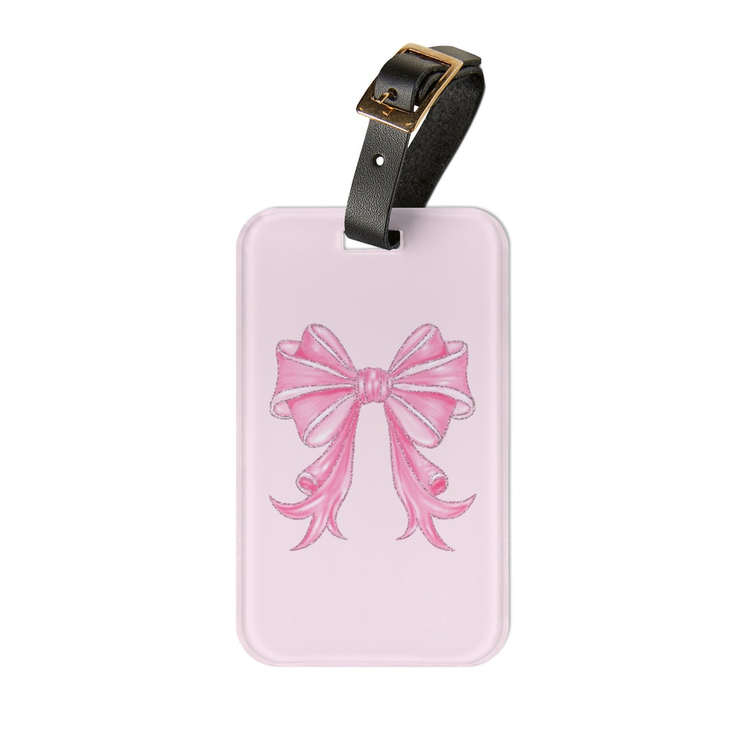 Pretty Pink Bow Luggage Tag, Bag Tag Gift for Her, Coquette Ribbon ...