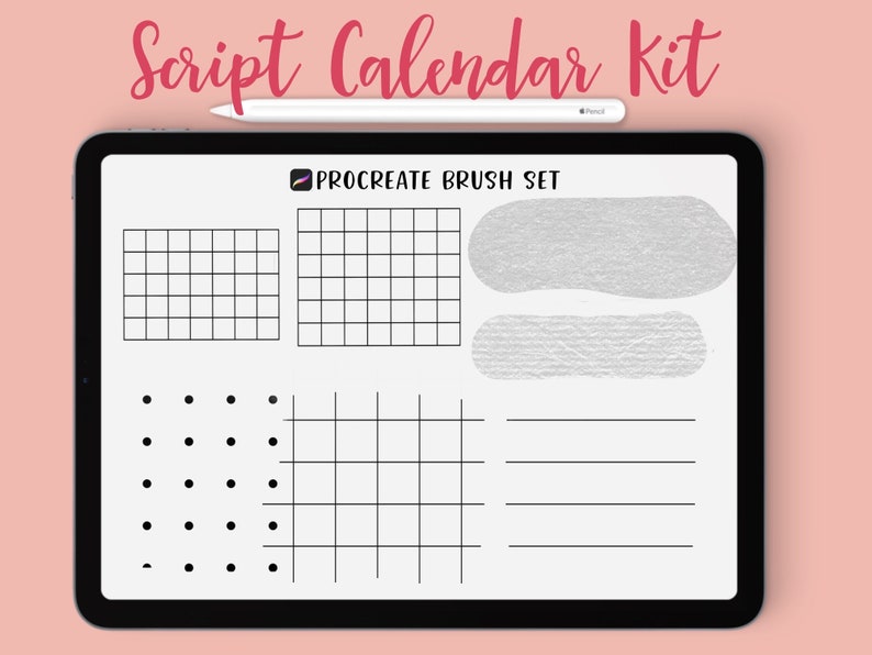 Procreate Script Calendar & Planner Stamp Brush Set- Over 75 Brushes - Etsy
