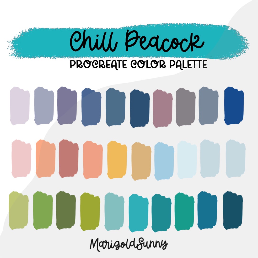 Chill Peacock Procreate Color Palette, Color Swatches, iPad Procreate ...