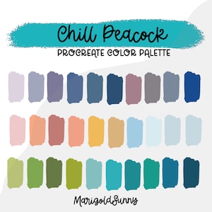 Chill Peacock Procreate Color Palette, Color Swatches, iPad Procreate ...