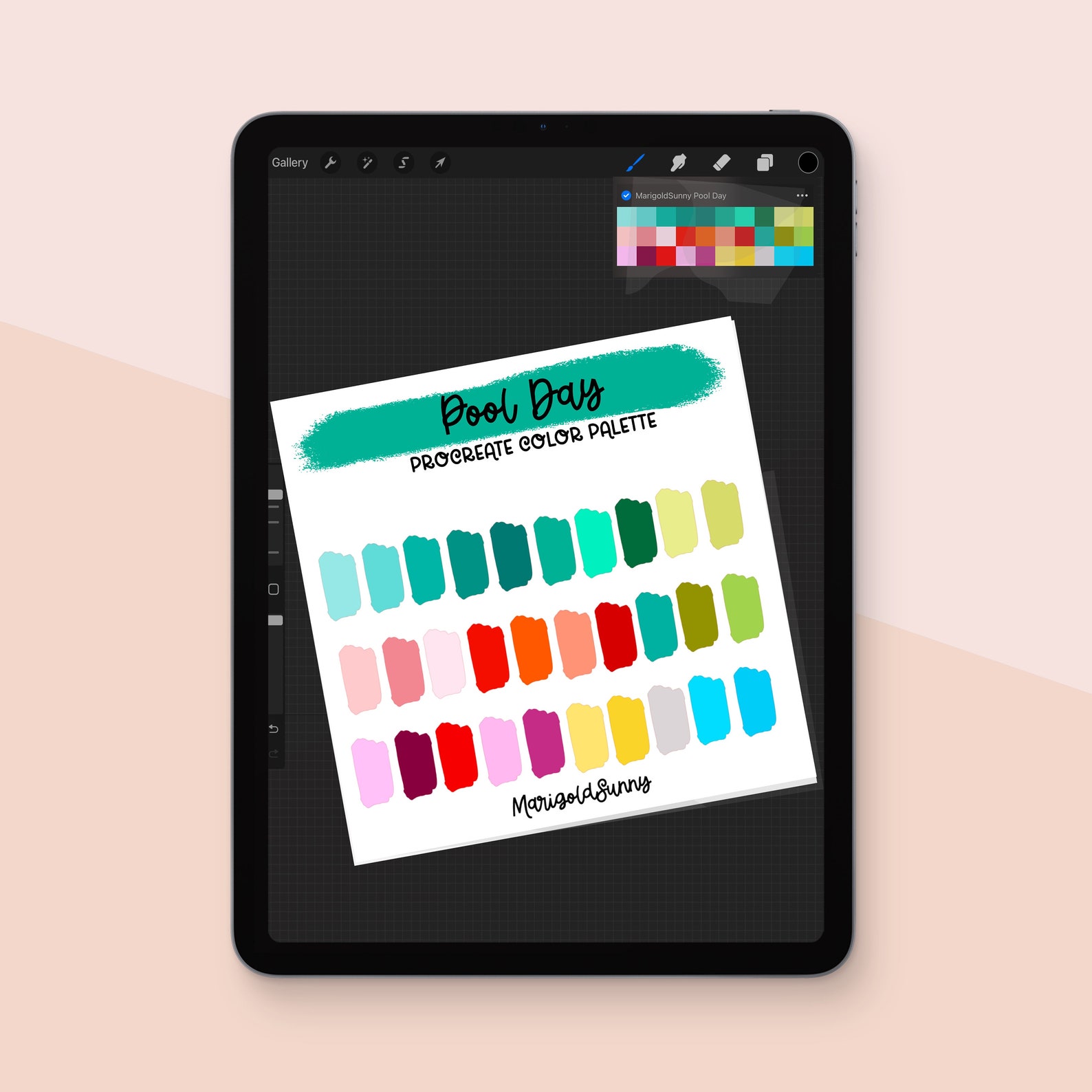 Pool Day Procreate Color Palette, Color Swatches, iPad Procreate Tools ...