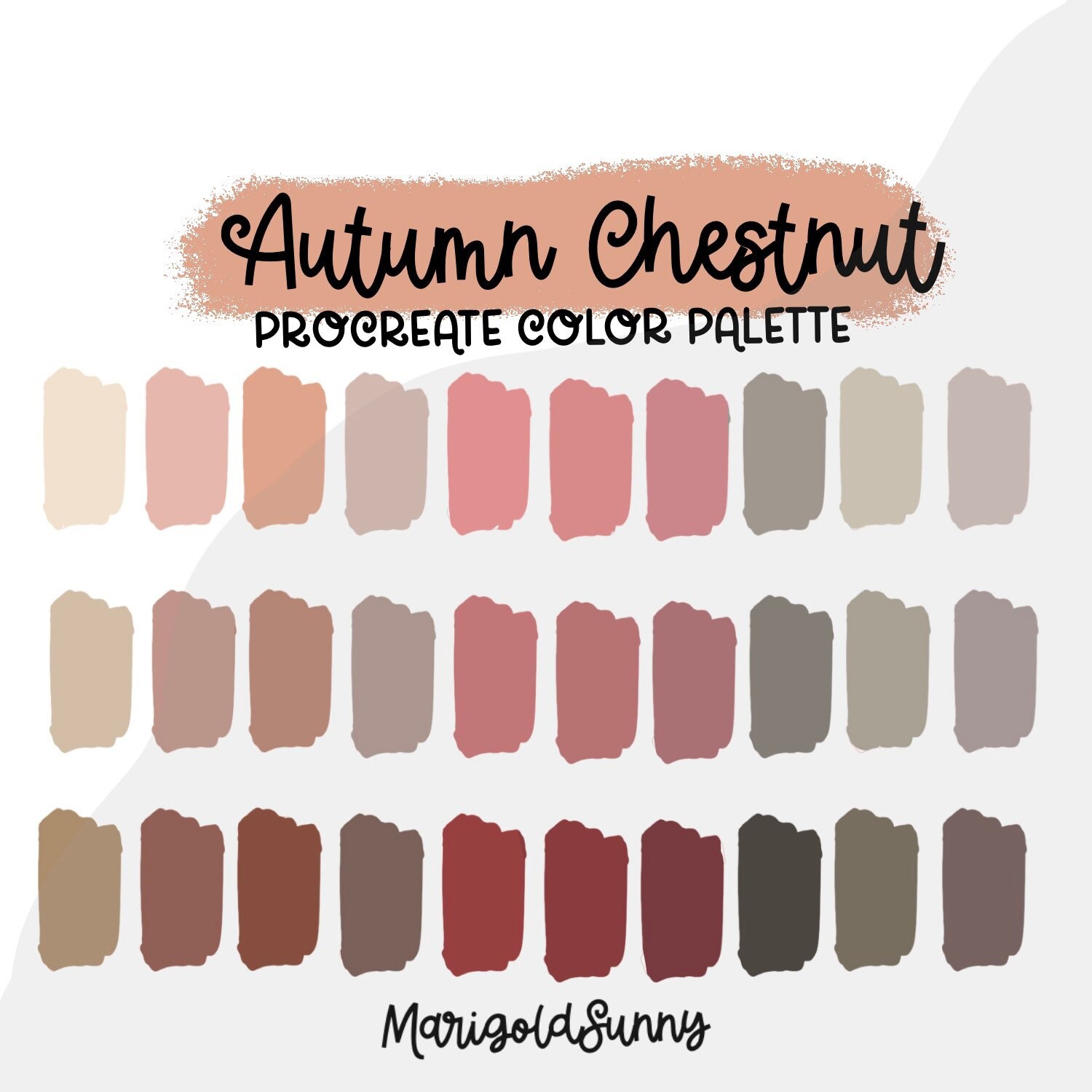 Autumn Chestnut Procreate Color Palette, Color Swatches, iPad Procreate ...