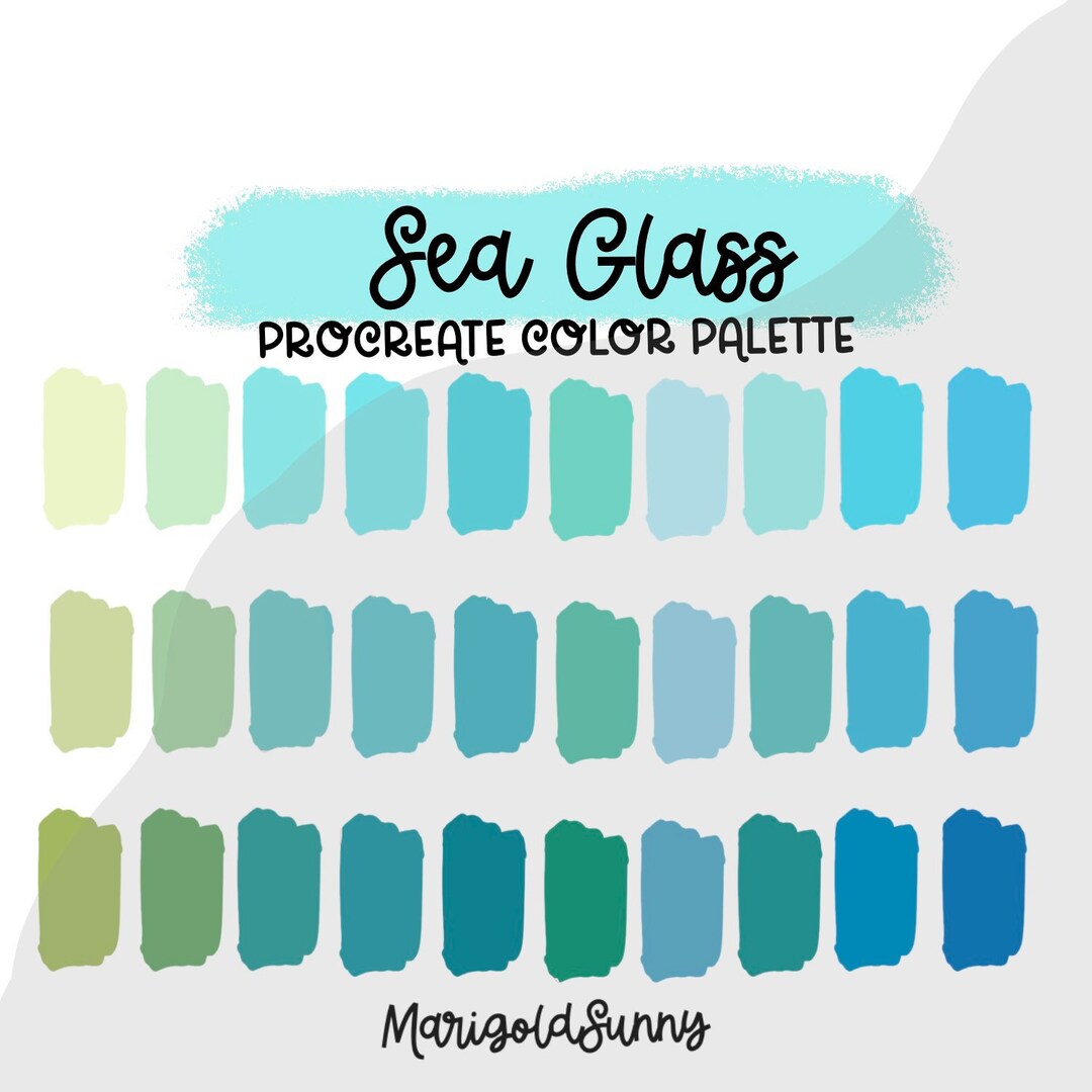 Sea Glass Procreate Color Palette, Color Swatches, iPad Procreate Tools ...