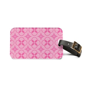 Pretty Pink Geometric Hand-painted Luggage Tag, Bag Tag Gift, Tote ...