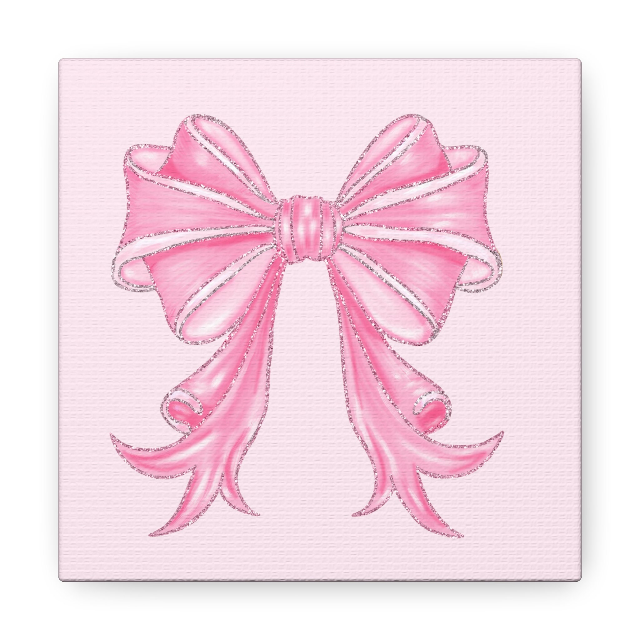 Pink Bow Square Canvas Art Print for Nursery, Bedroom, Dorm Room ...