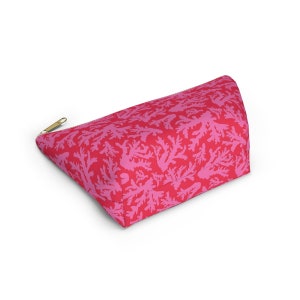 Pink & Red Coral Beach Accessory Pouch W T-bottom, Coastal Makeup ...