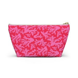 Pink & Red Coral Beach Accessory Pouch W T-bottom, Coastal Makeup ...