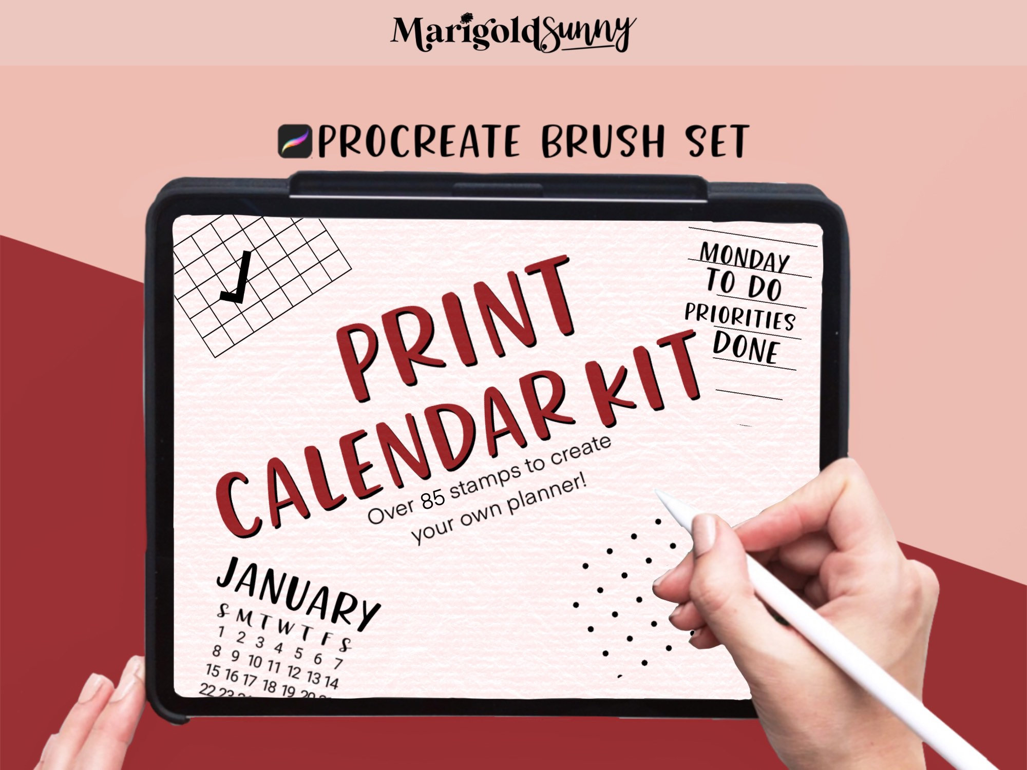 Procreate Print Calendar & Planner Stamp Brush Set - Over 75 Brushes - Etsy