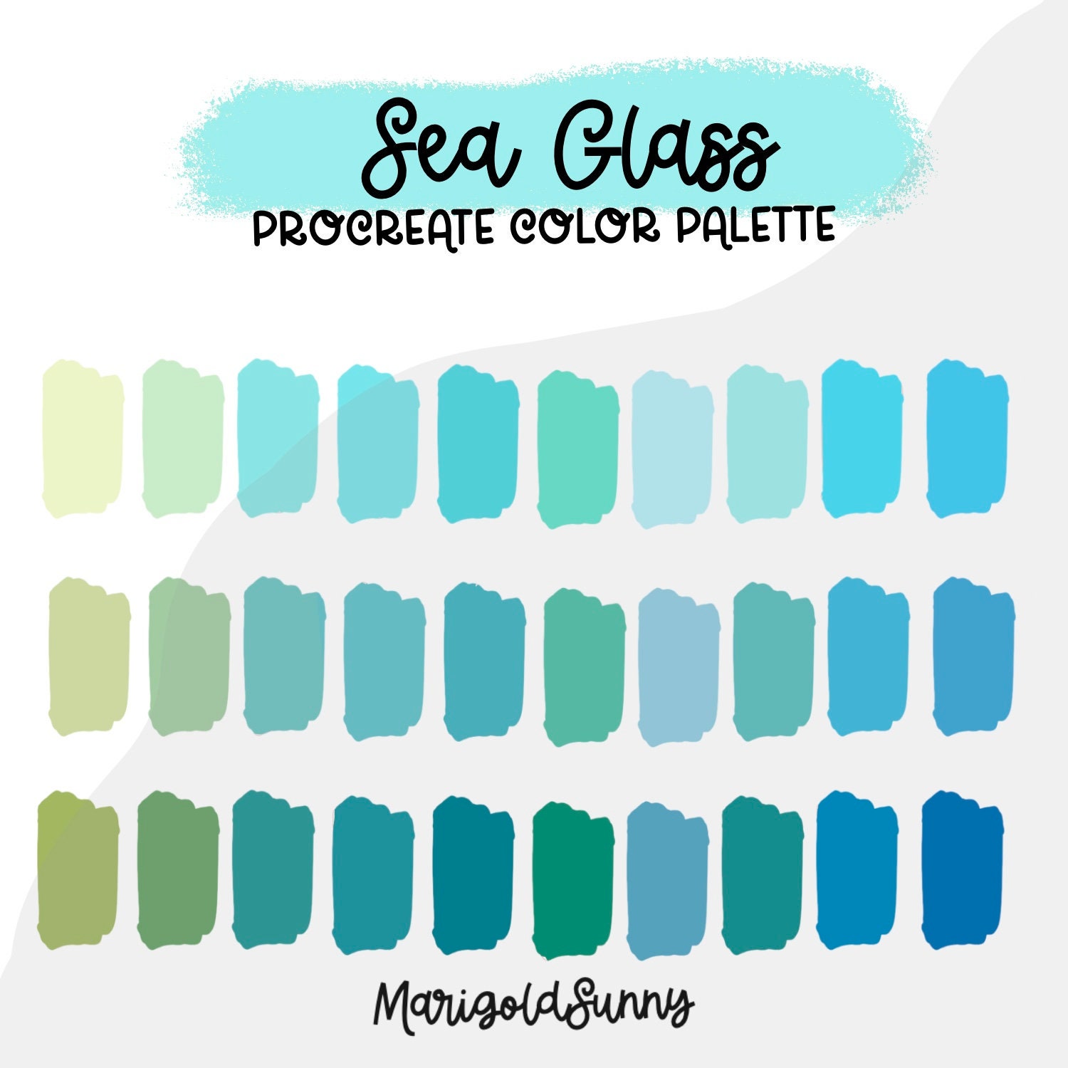 Sea Glass Procreate Color Palette, Color Swatches, iPad Procreate Tools ...