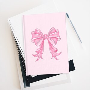 Pretty Pink Bow Journal, Lined or Blank Matte Hardcover Notebook ...