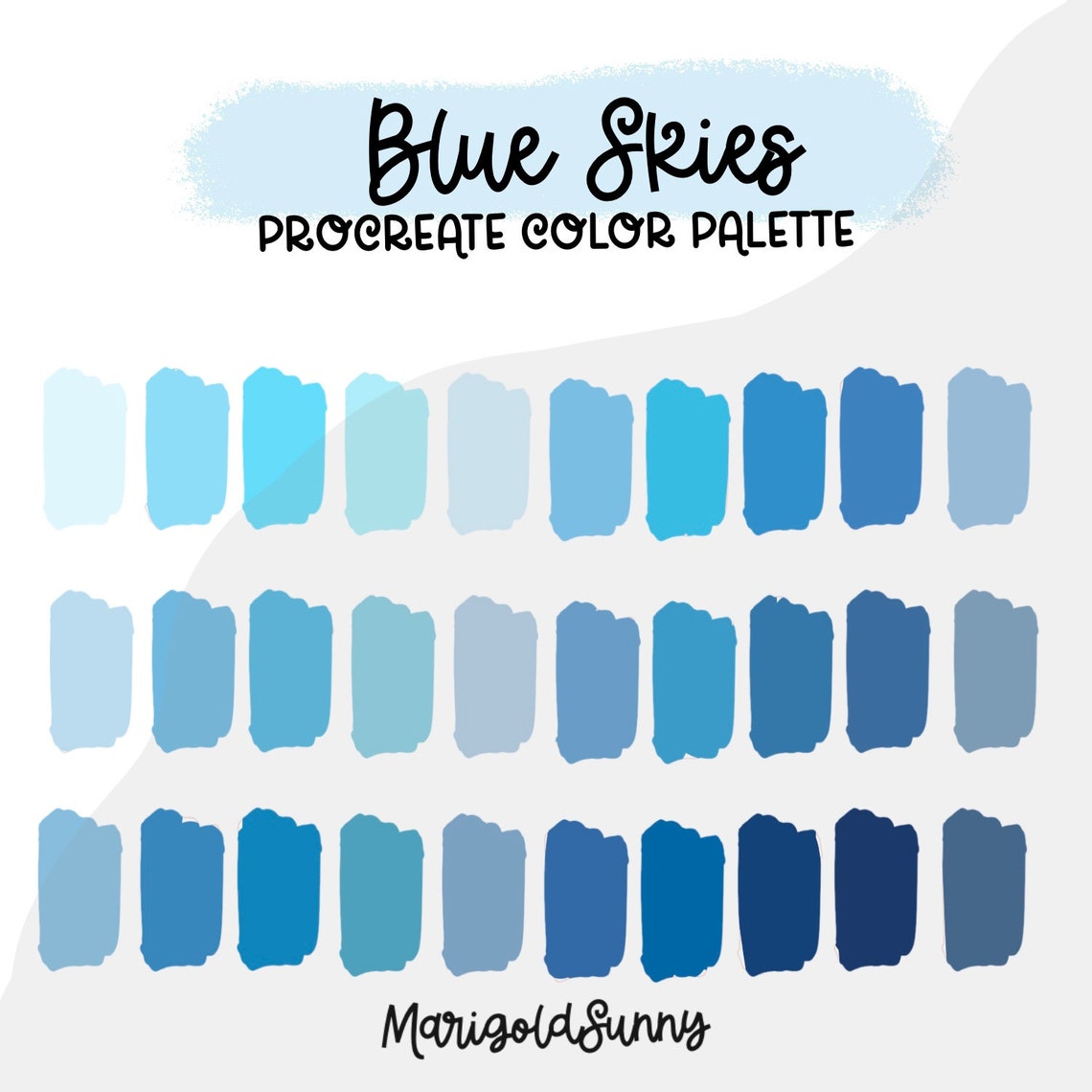 Blue Skies Procreate Color Palette, Color Swatches, iPad Procreate ...