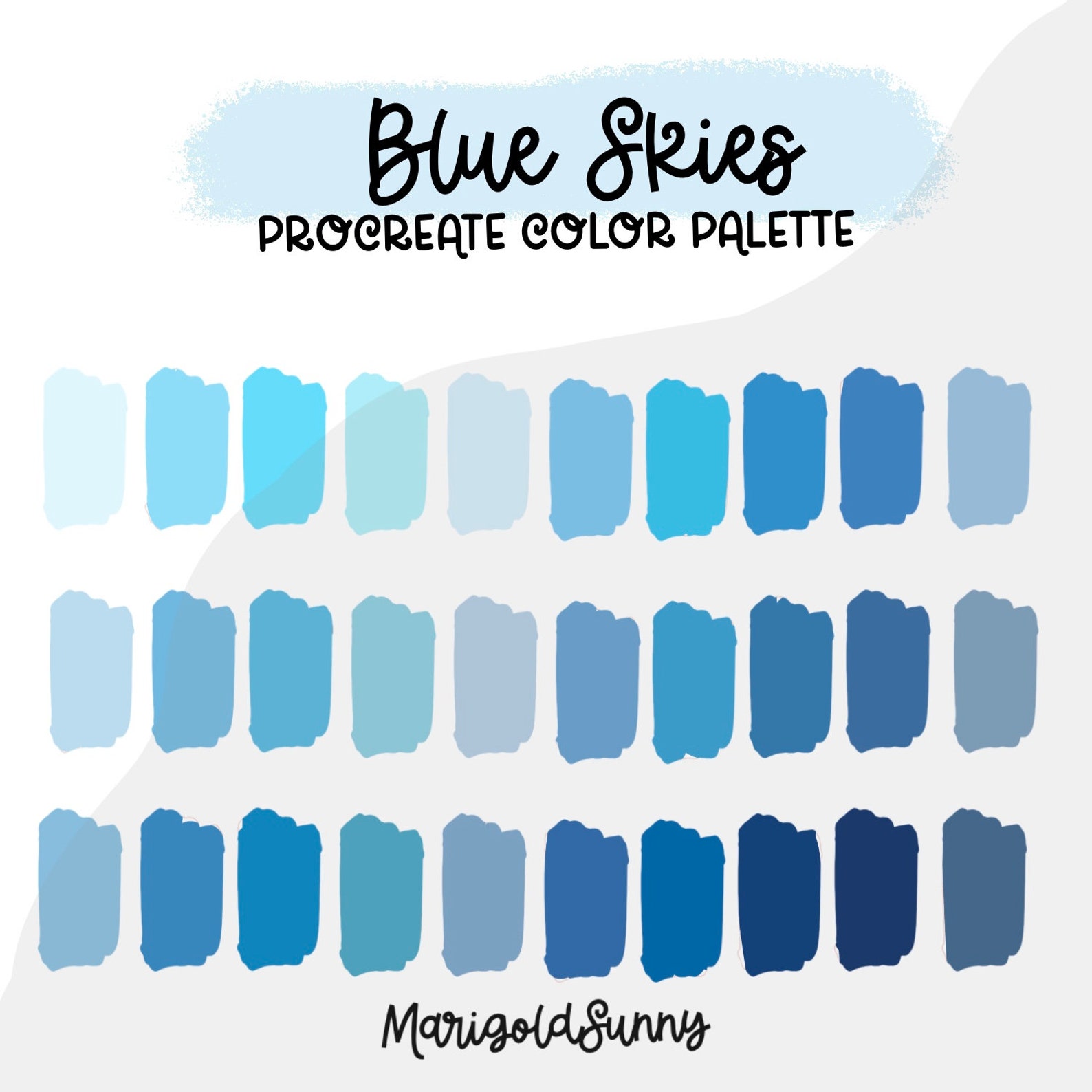 Blue Skies Procreate Color Palette, Color Swatches, iPad Procreate ...