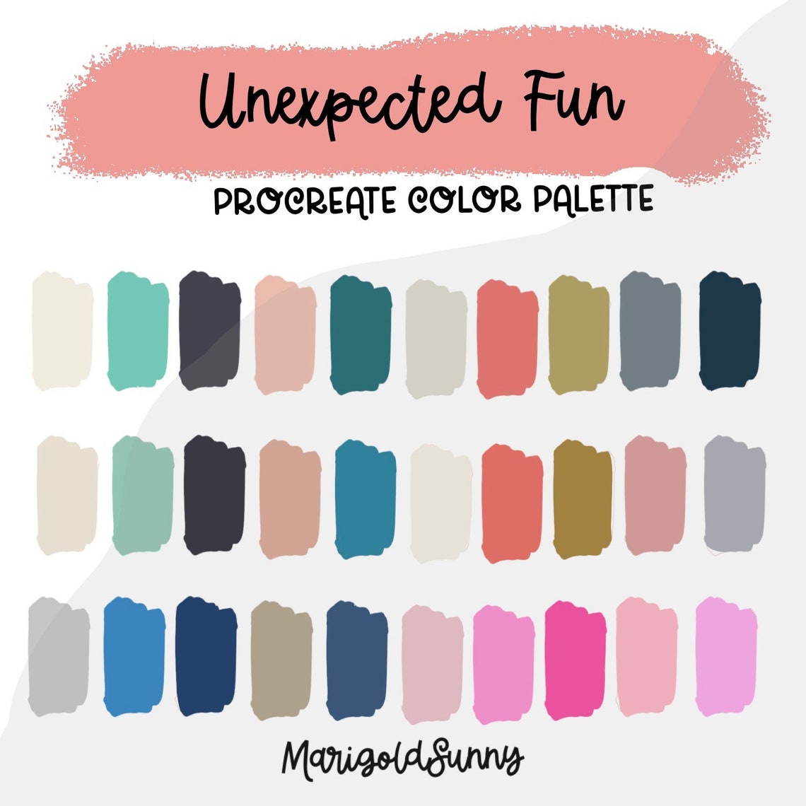 Unexpected Fun Procreate Color Palette, Color Swatches, iPad Procreate ...