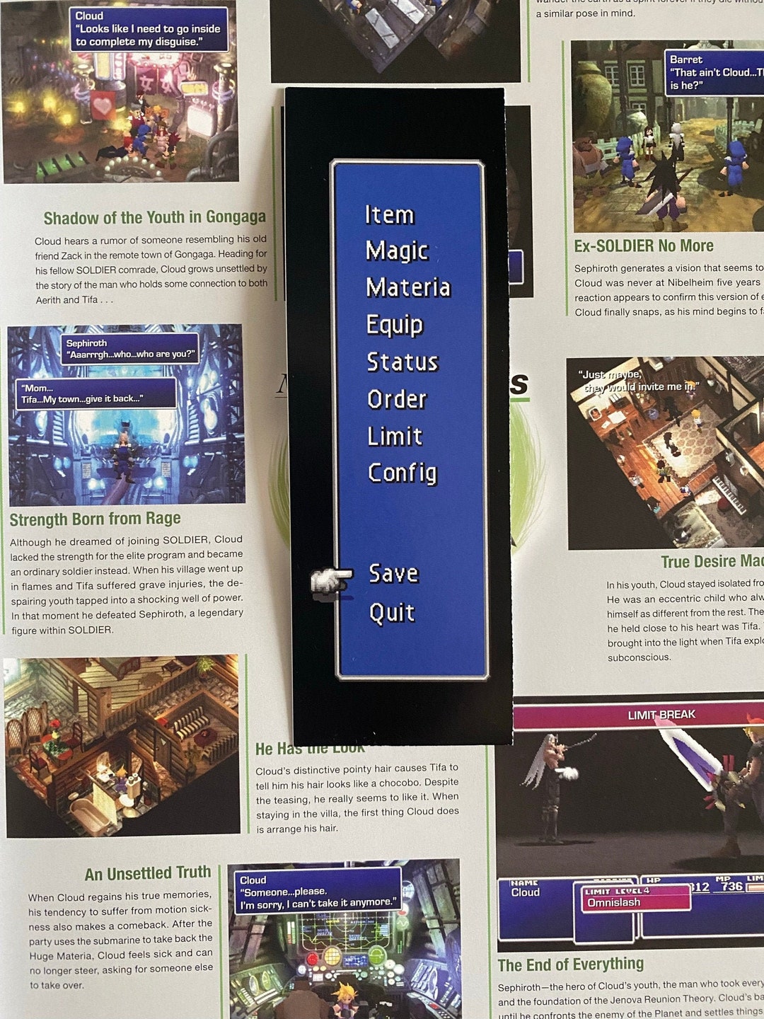 Final Fantasy VII (FF7) Save Menu Bookmark - Single Sided - Etsy