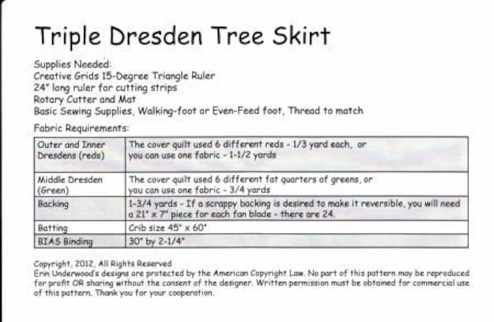 Triple Tresden Tree Skirt Paper Pattern **use the Creative Grids 15 ...