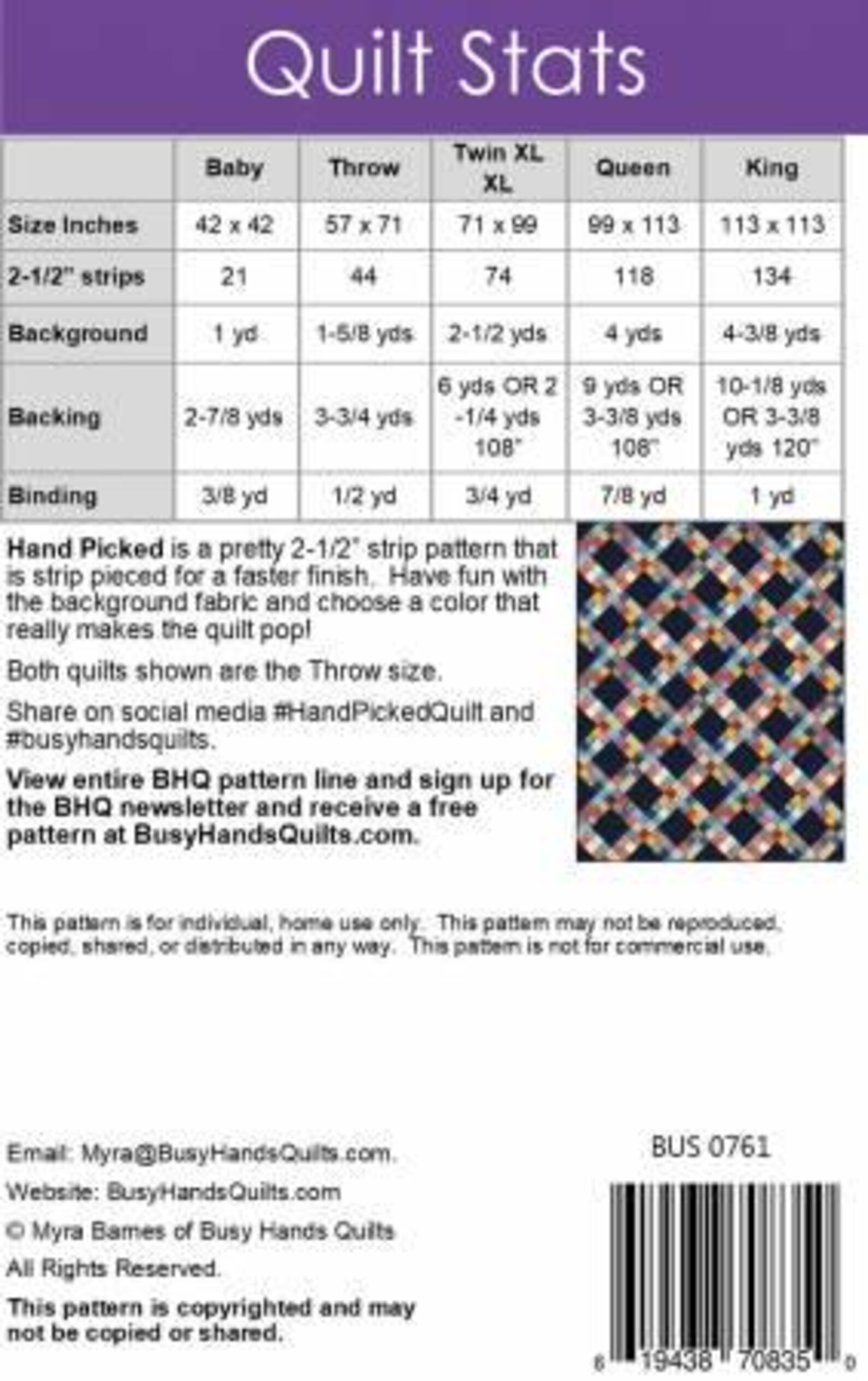 Hand Picked by Hand Hands Quilts Paper Pattern - Etsy
