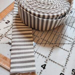 Grey Striped 2 1/2 in Pressed Binding for Quilts, Cotton Fabric, Sold ...