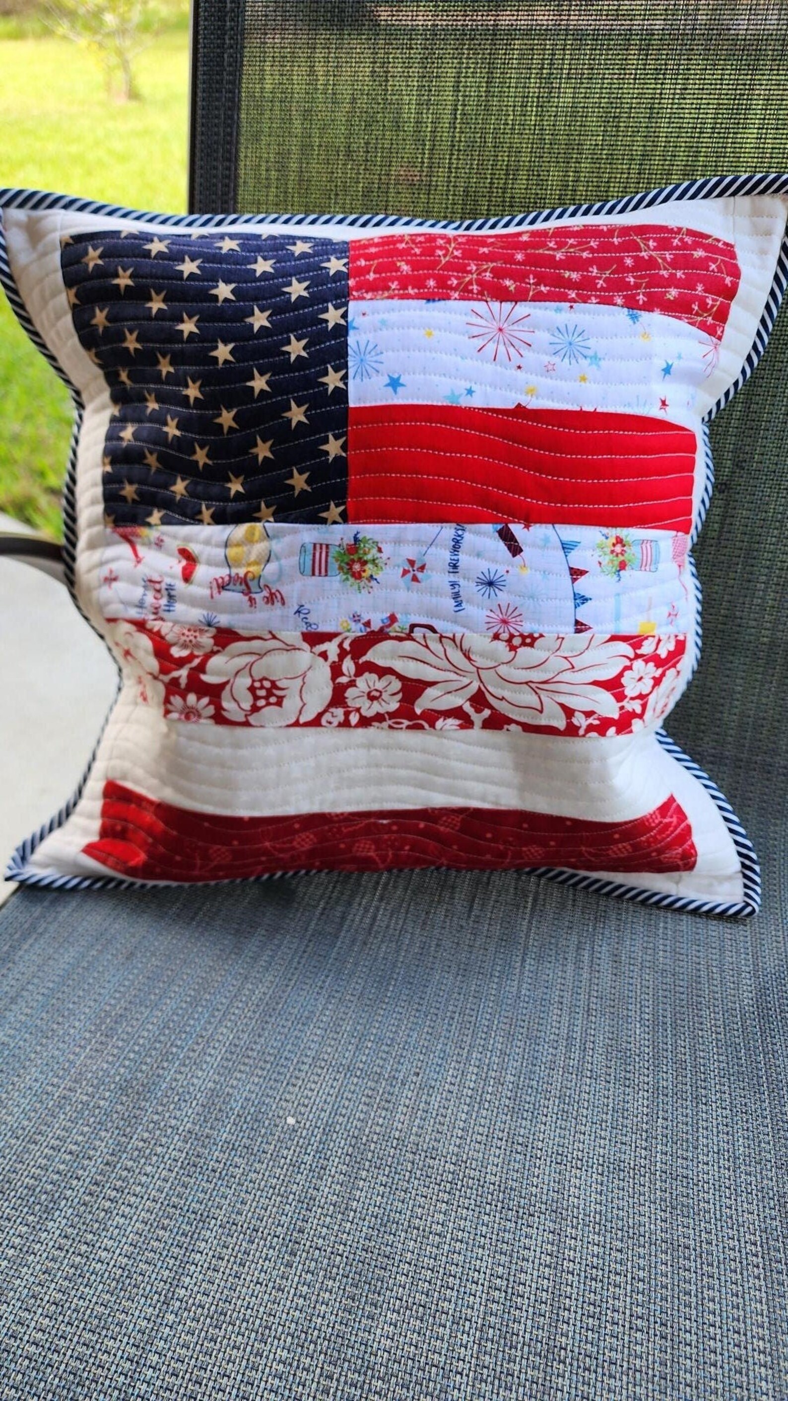 American Flag Quilted Pillow 16x16 - Etsy