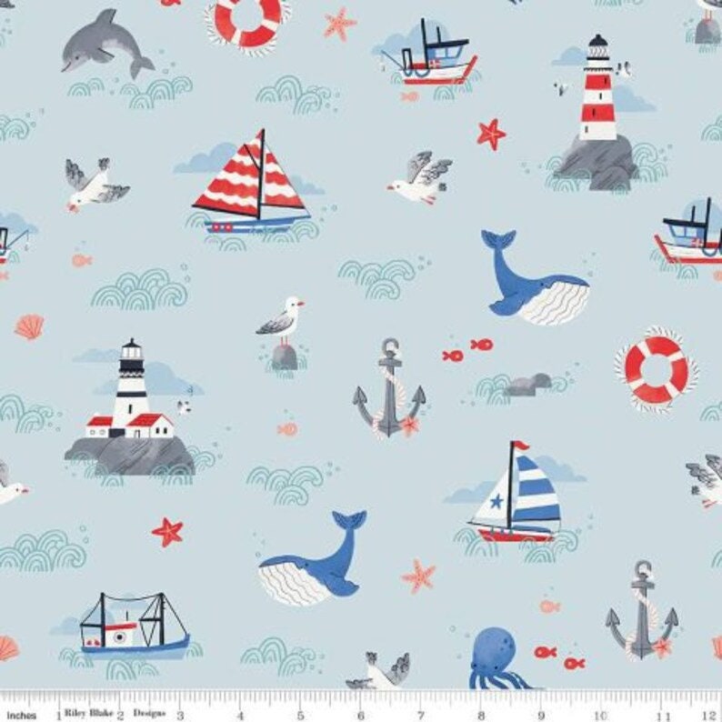 Lost at Sea - Riley Blake Seafoam by the Yard - Etsy