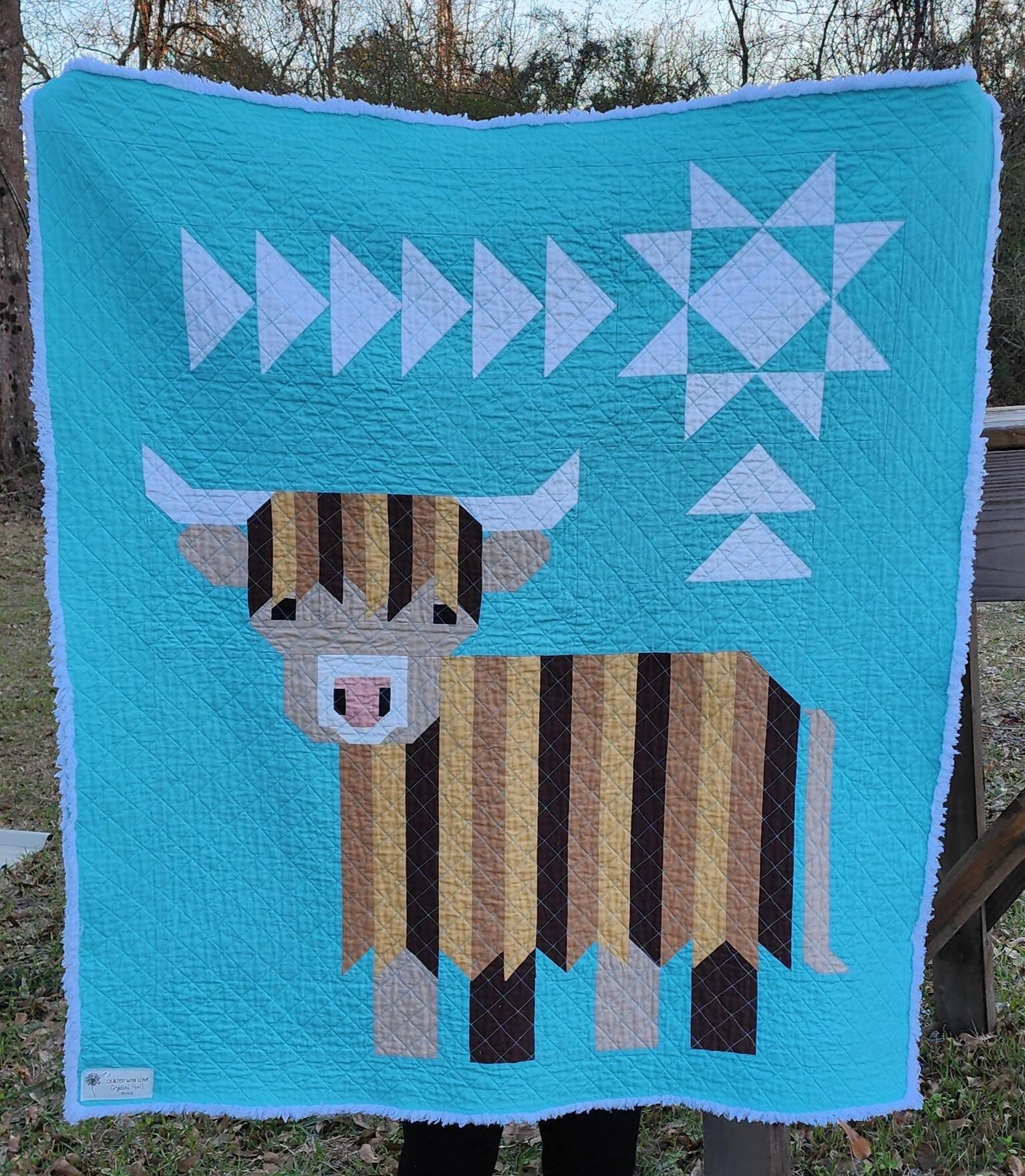 Handmade Quilted Highland Cow Quilt - Etsy