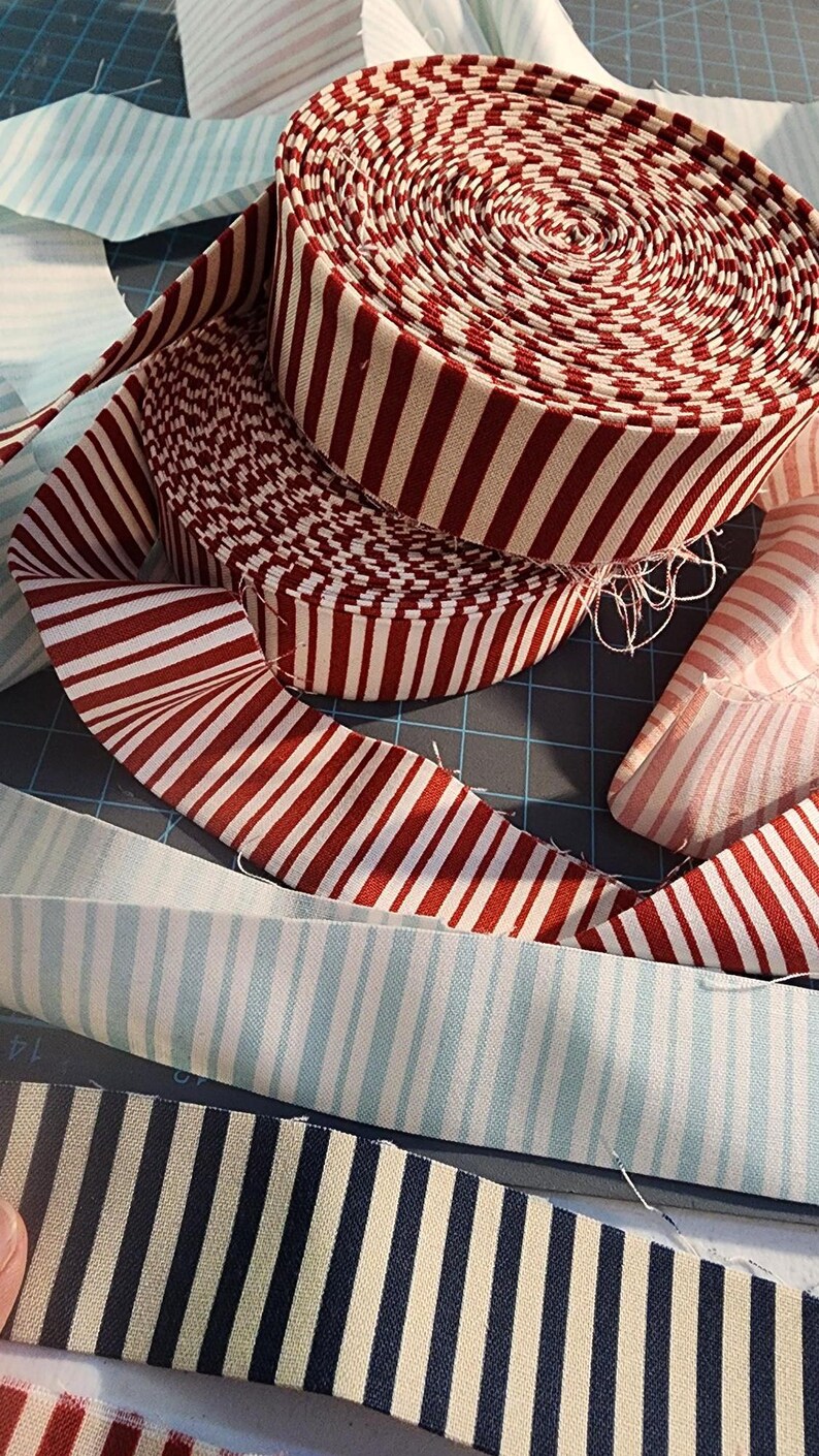 Striped 2 1/2 Inch Pressed Binding for Quilts, Cotton Fabric, Sold by ...